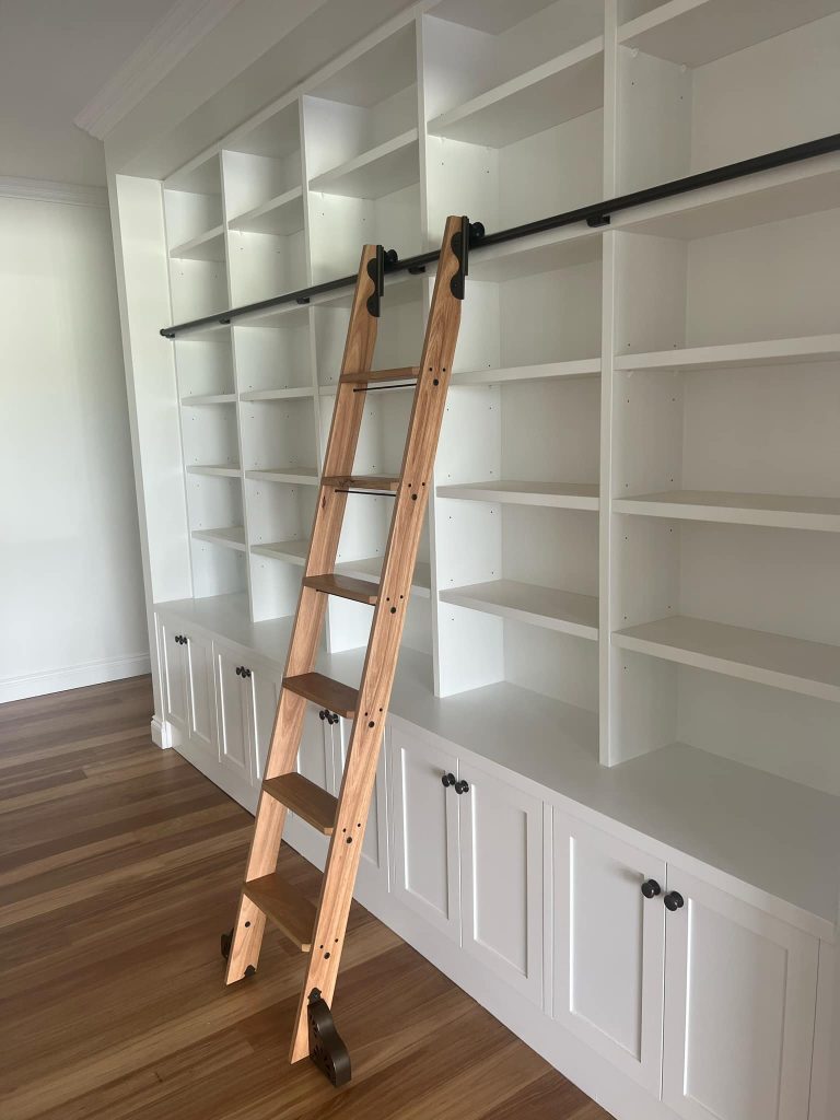 Rolling Library Ladders Australia | Quiet Glide Hardware - Access Ladders
